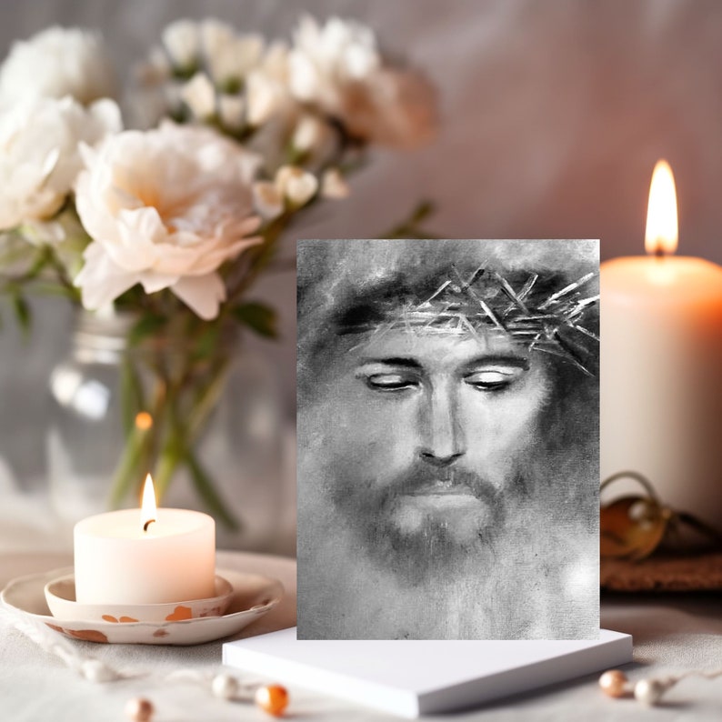 Jesus Portrait Sympathy Card/ Religious Condolence Card/memorial Card ...