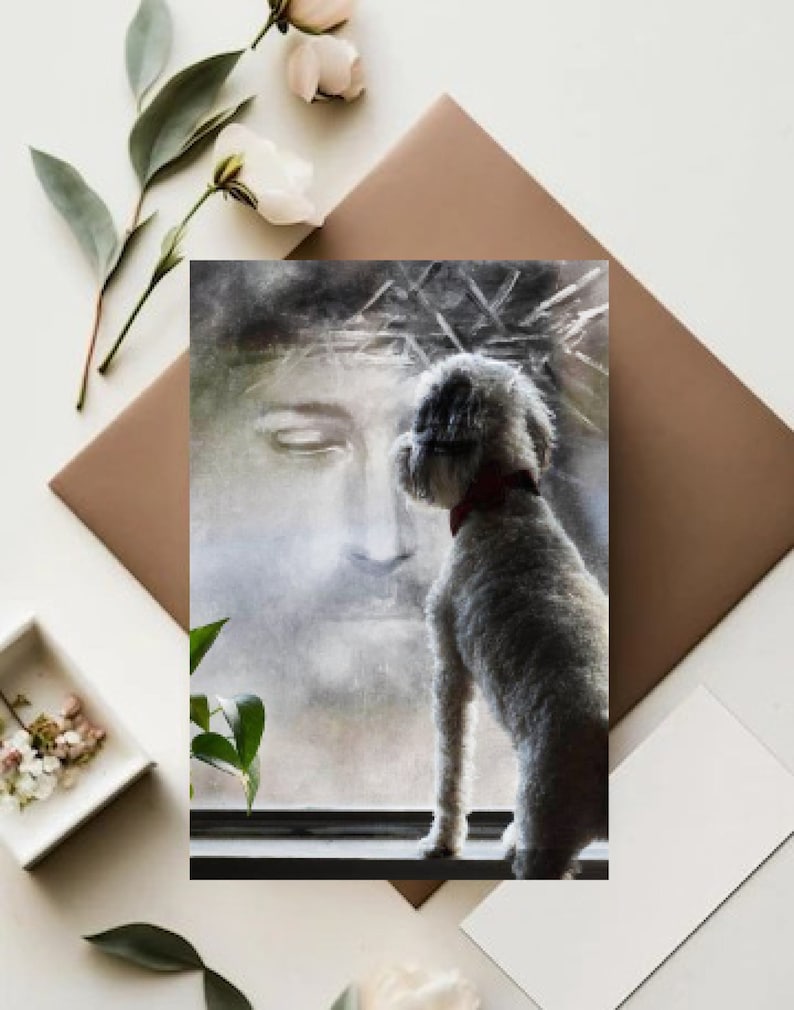 Jesus With Animals Loss of Dog Card Dog Sympathy Card Condolences Pet ...