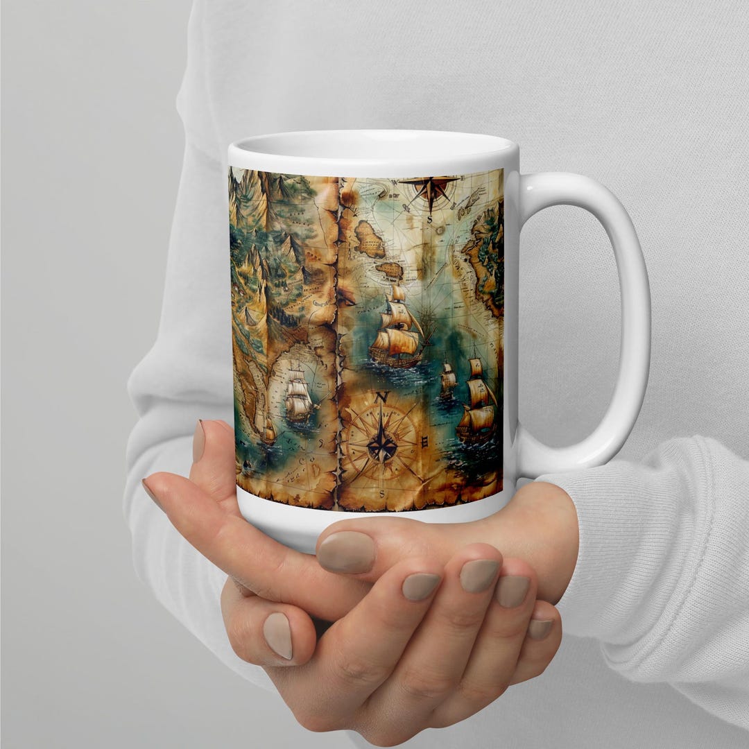 Treasure Map Coffee Mug, Pirate Mug, Pirate Lover Gift - Etsy