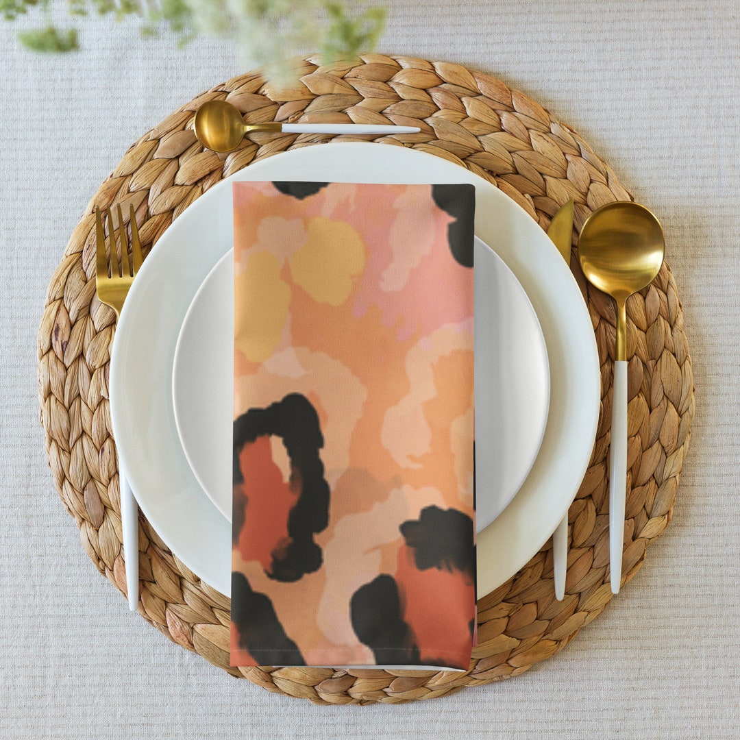 Leopard Print Cloth Napkin Set of 4/leopard Home Decor/place Settings ...