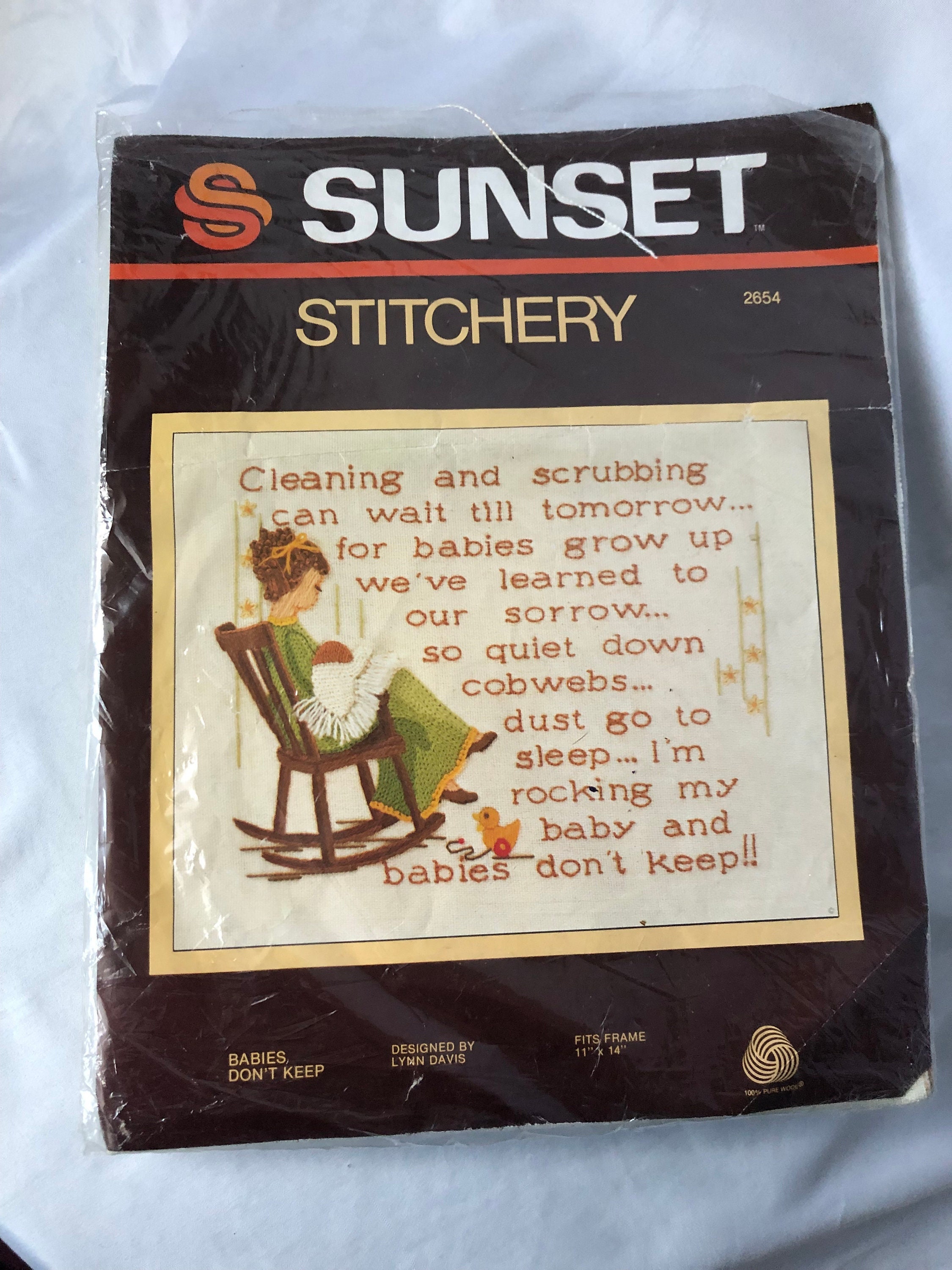 Vintage Sunset Stitchery Cross Stitch Kit Babies Dont Keep - Etsy