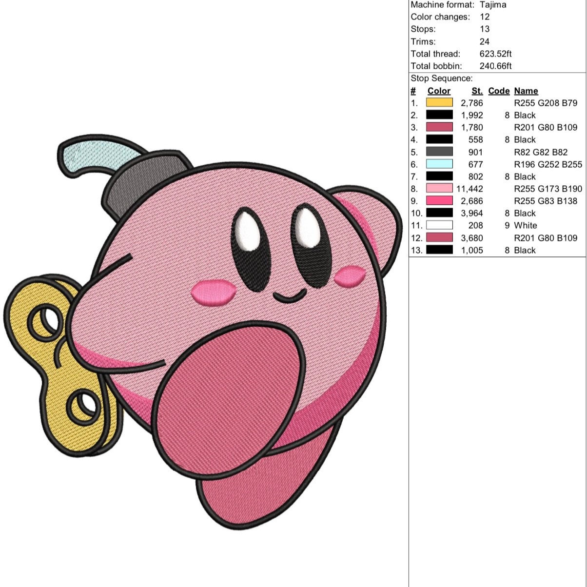 Kirby Bomb Embroidery Design, Kirby, Digitized File, Kirby Wiki, Trendy ...