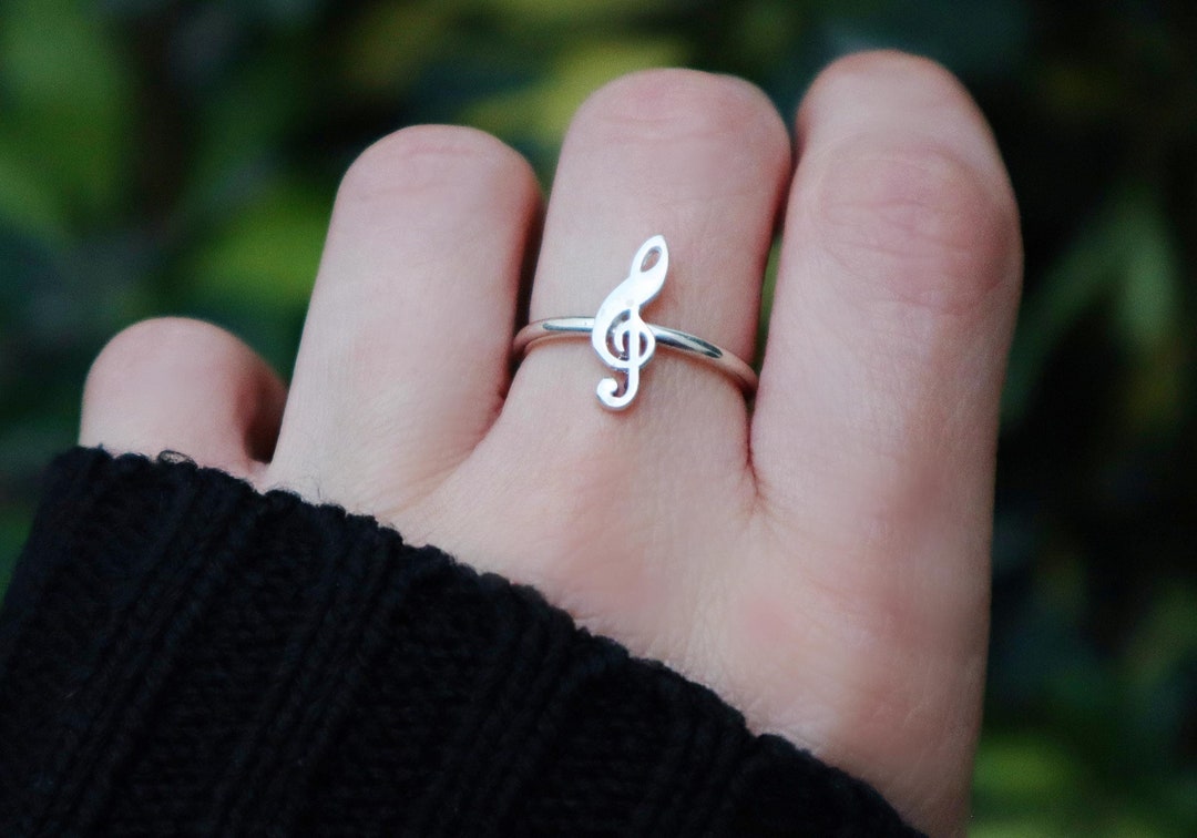 Sterling Silver Key of Sol Ring Women, Treble G Clef Symbol Jewelry ...