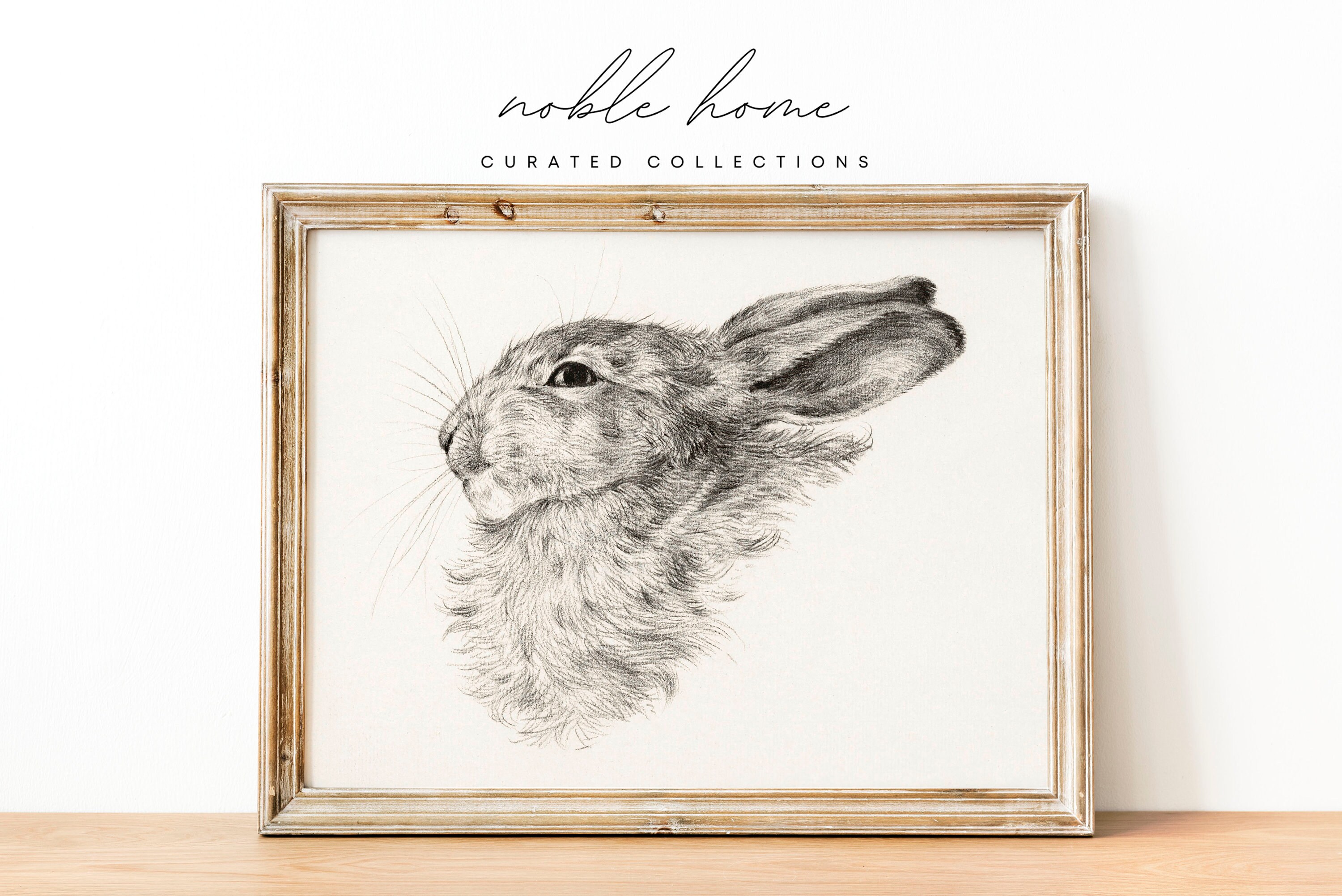 Vintage Rabbit Art Spring Art Print Neutral Wall Art - Etsy