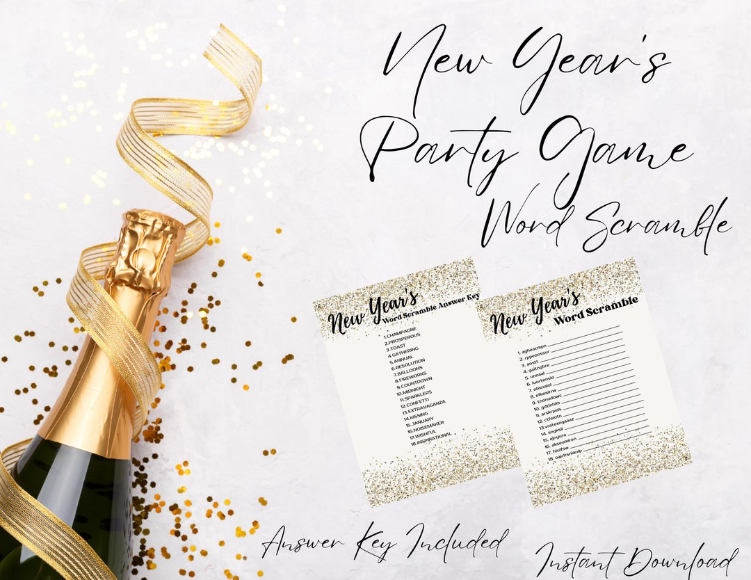 New Year's Eve Word Scramble Adult NYE Drinking Game - Etsy