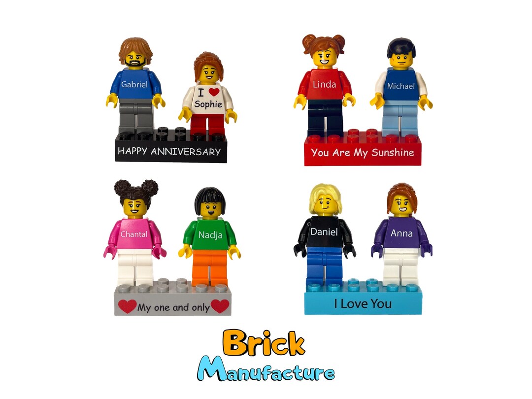 Two Personalized Mini Figures on a Personalized Brick With - Etsy UK