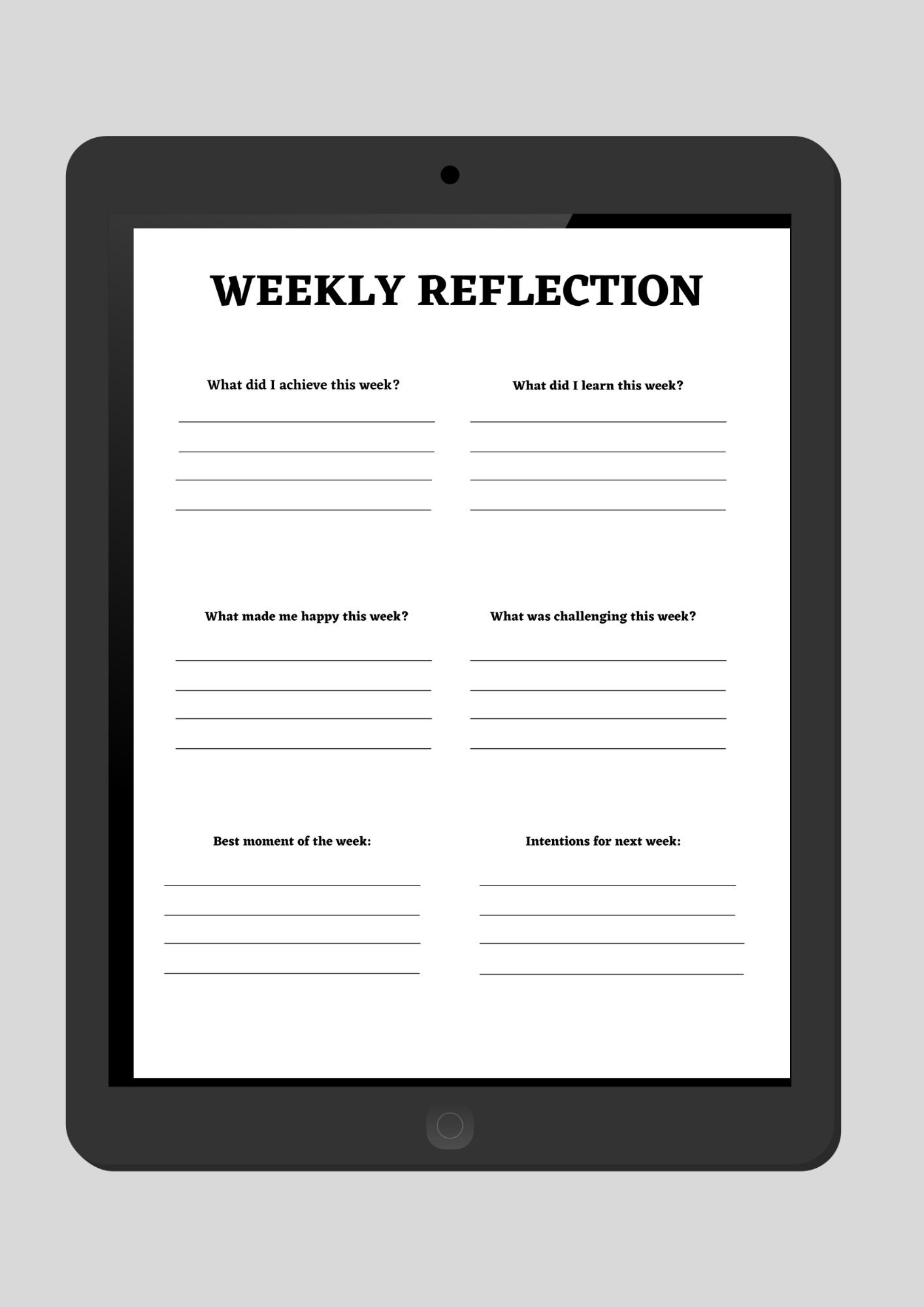 Minimal Digital Weekly Reflection |printable |good Notes |A4 Size |new ...