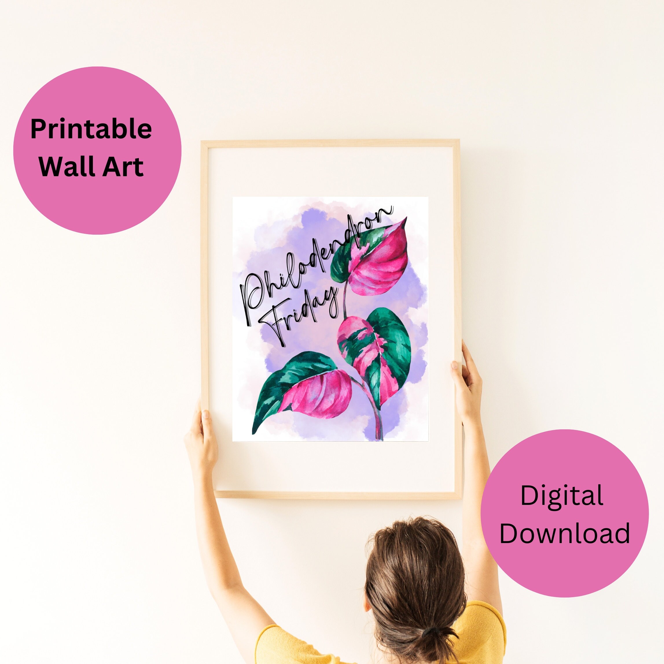 Pink Princess Philodendron Printable Wall Art, Philo Print Art ...