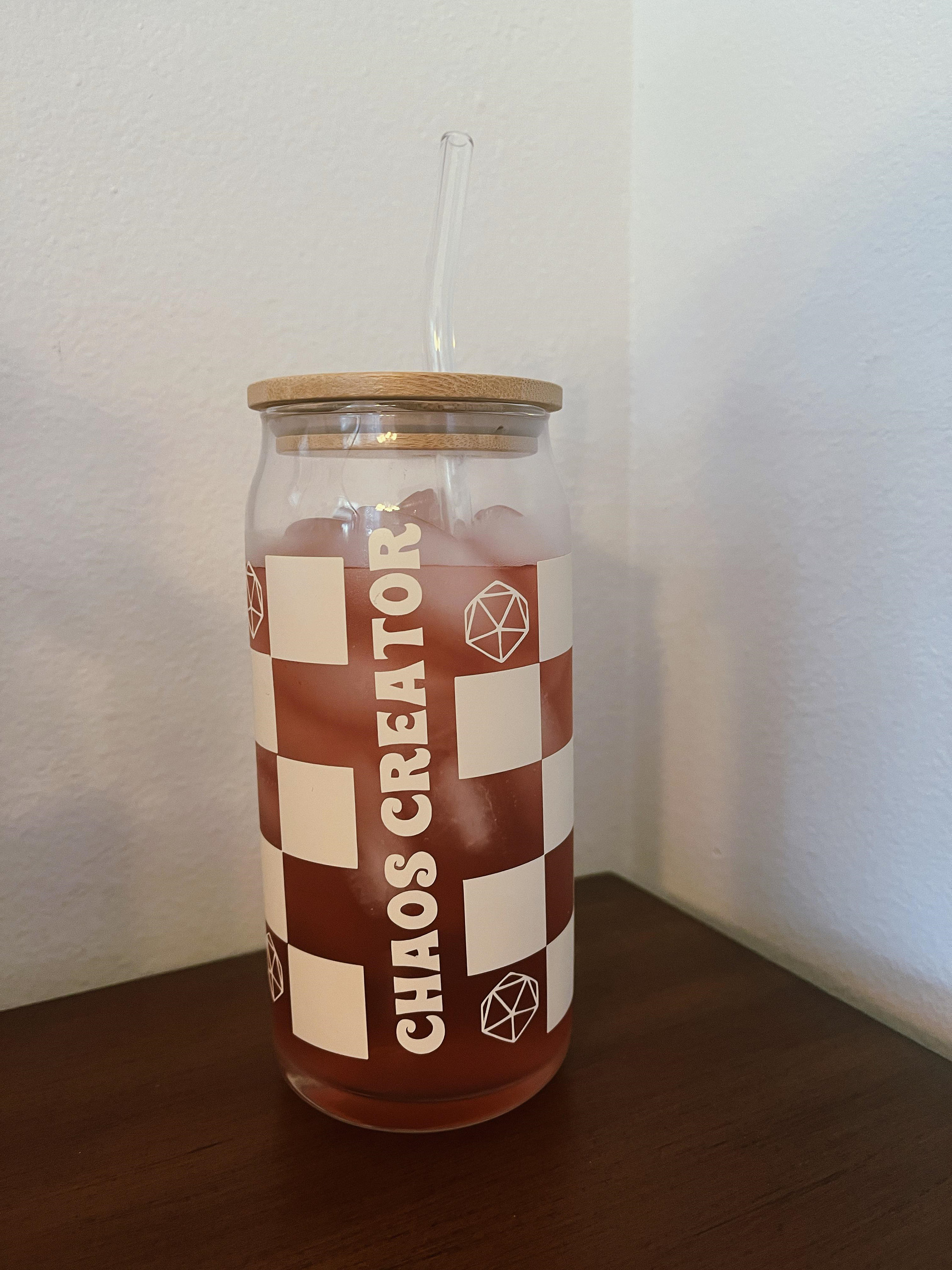 Chaos Creator Checkerboard D20 Glass Cup - Etsy