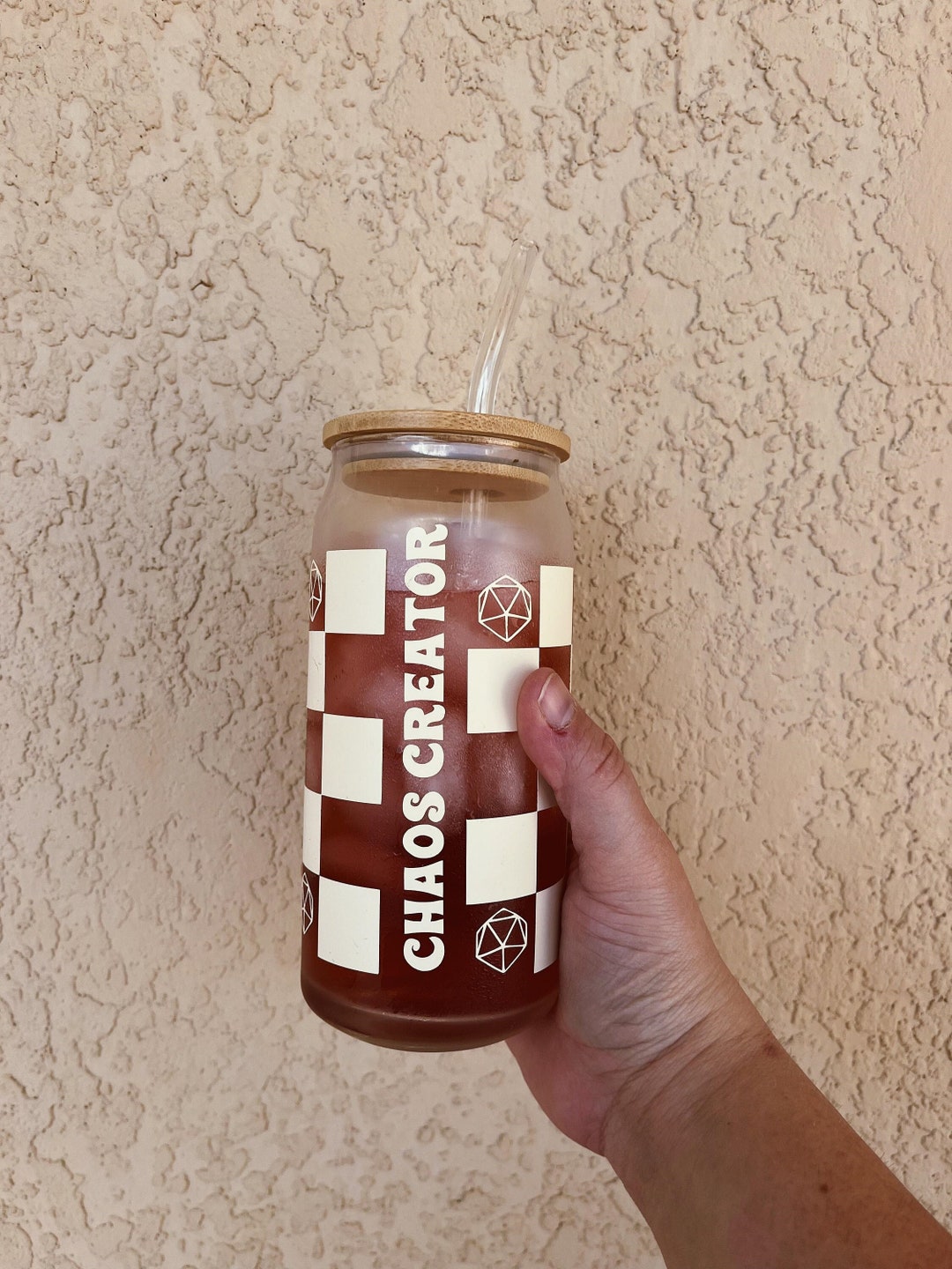 Chaos Creator Checkerboard D20 Glass Cup - Etsy