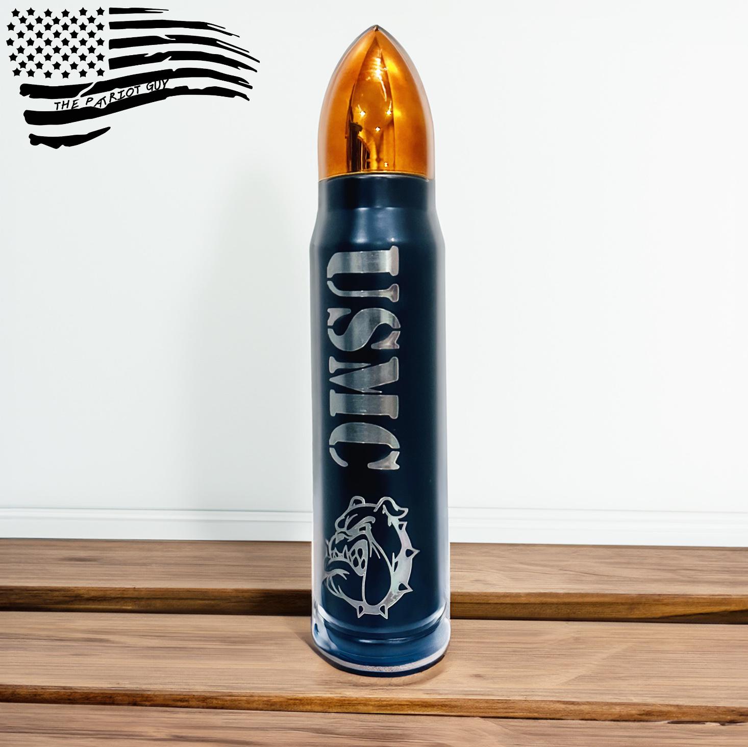 USMC Marine Corps Laser Engraved Stainless Steel 32 Oz Bullet Water ...