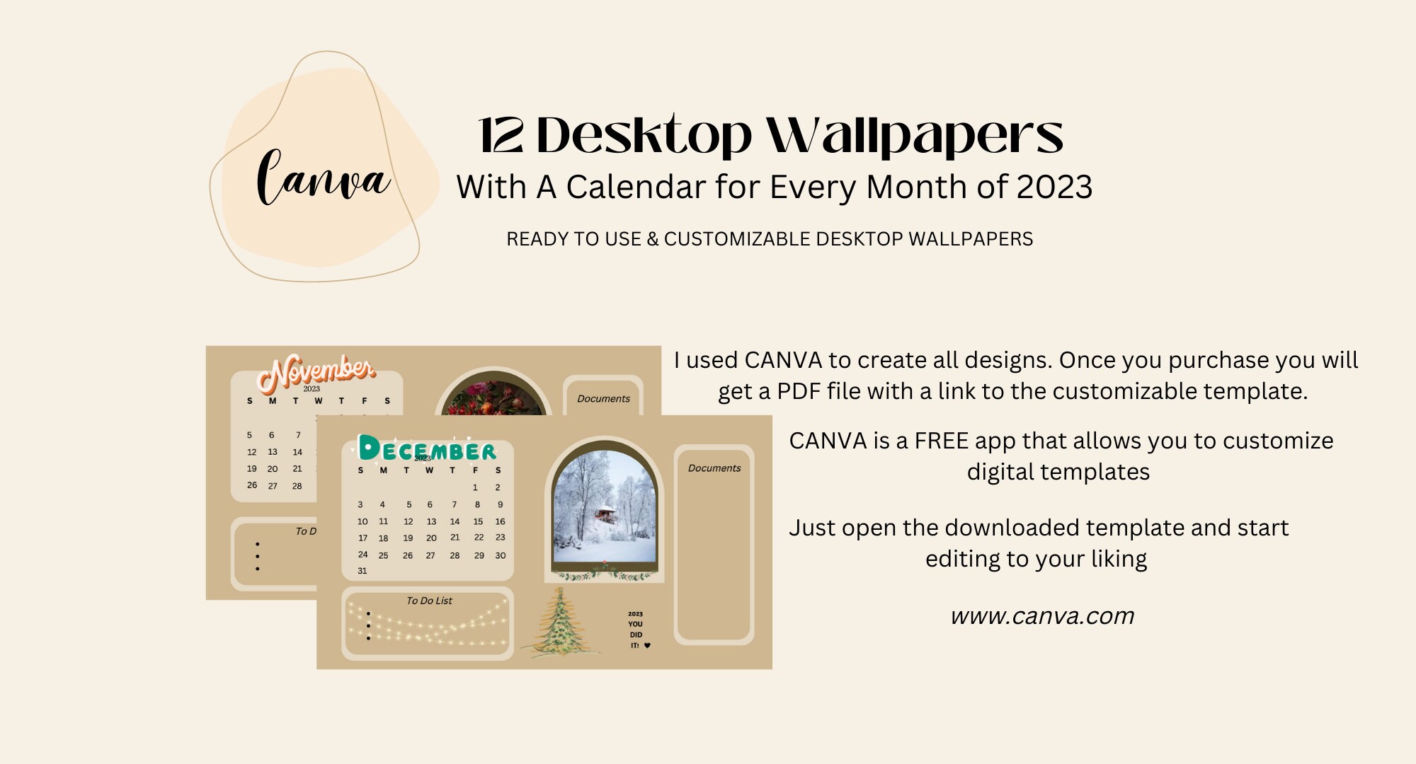 Desktop Organizer Calendar Wallpaper To-do 2023 MAC - Etsy