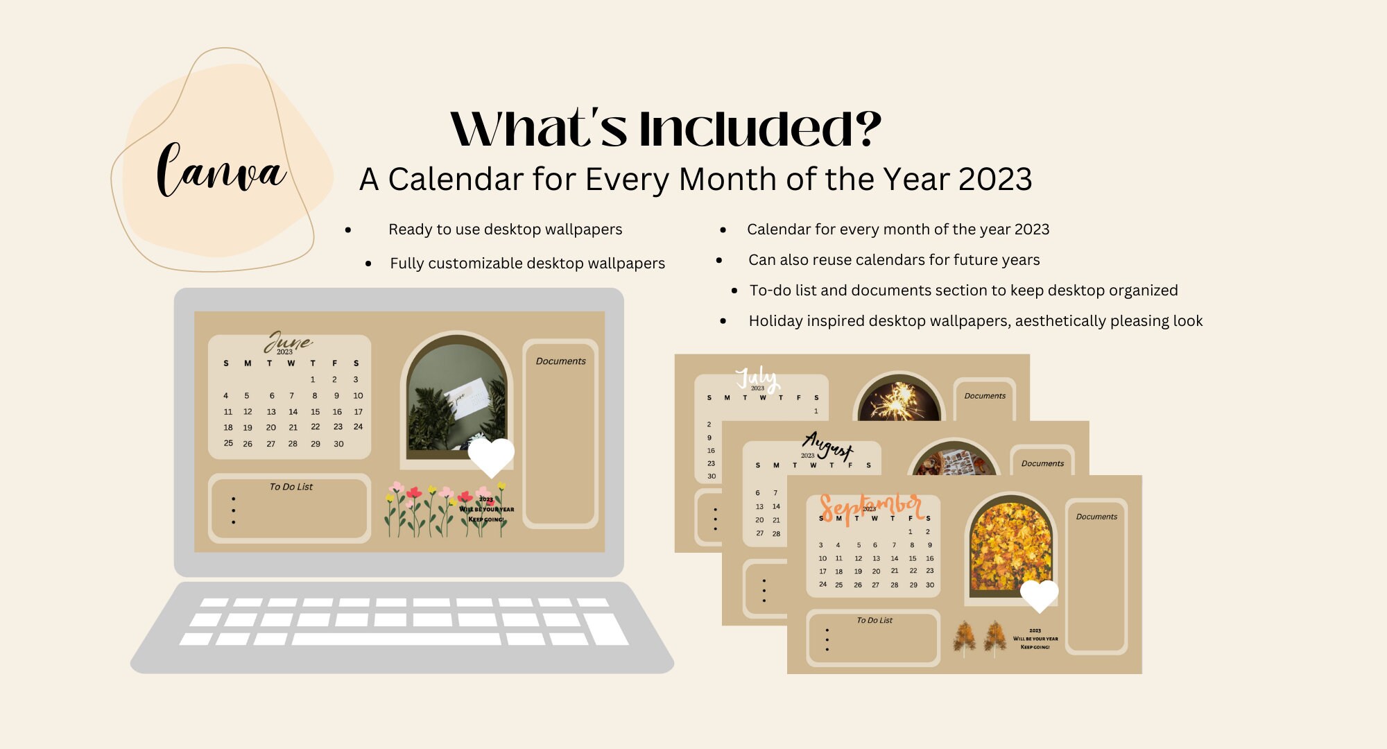 Desktop Organizer Calendar Wallpaper To-do 2023 MAC - Etsy