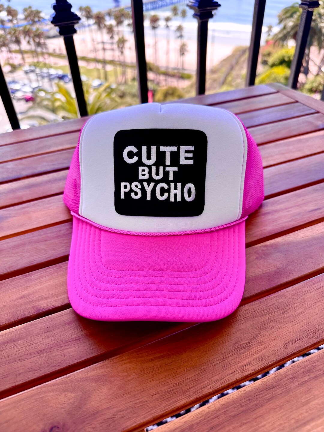 Cute but Psycho Neon Pink Trucker Hat - Etsy
