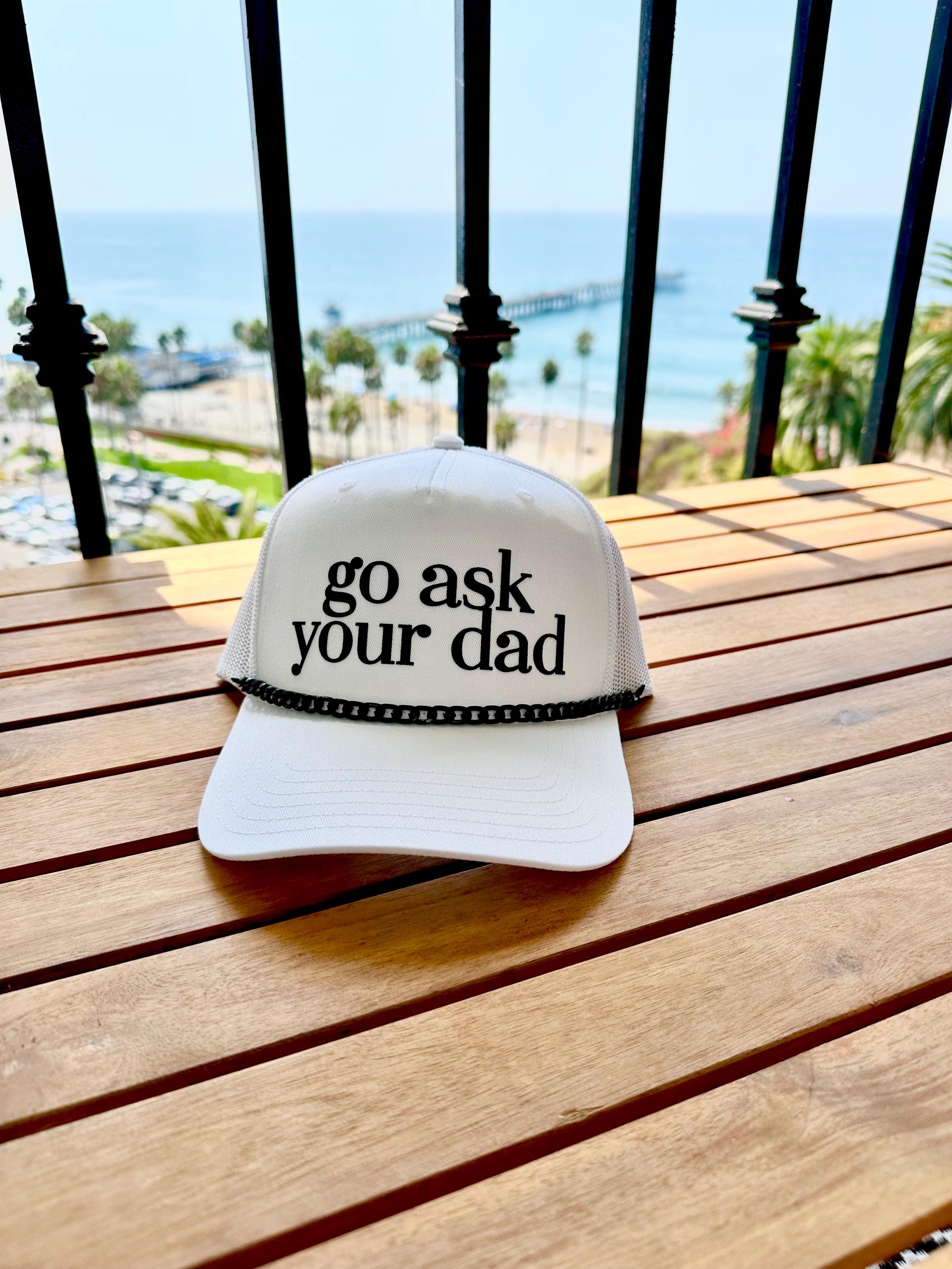 Go Ask Your Dad Khaki Trucker Hat, Adjustable Hat, Snapback, Funny Hat ...
