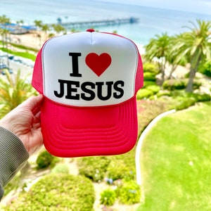 I Love Jesus Adjustable Trucker Hat - Etsy