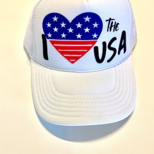 I Love the USA 4th of July Trucker Hat - Etsy