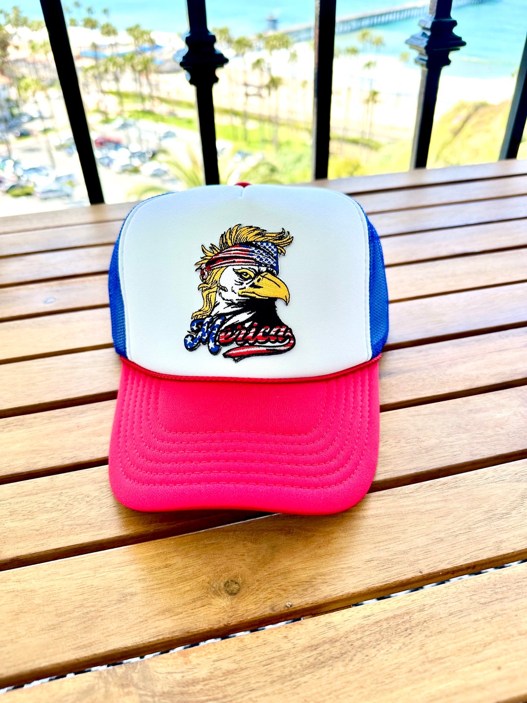 Mullet Merica Eagle, 4th of July, Red White and Blue Trucker Hat, Patch ...