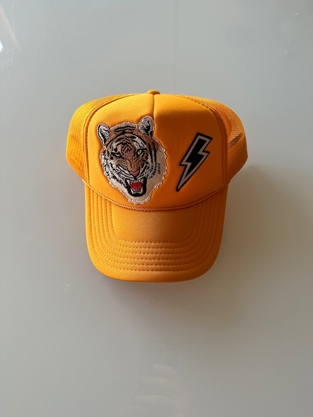 Tiger Bolt Patch Gold Trucker Hat - Etsy