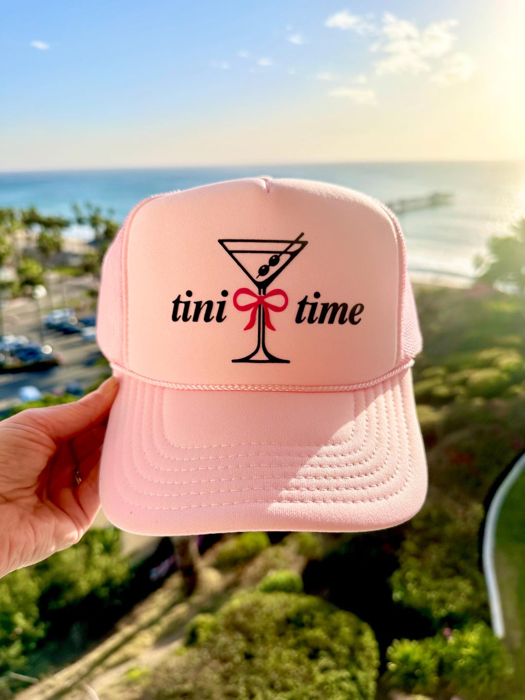 Tini Time Martini Bow Trucker Hat With or With Gold Hat Chain - Etsy