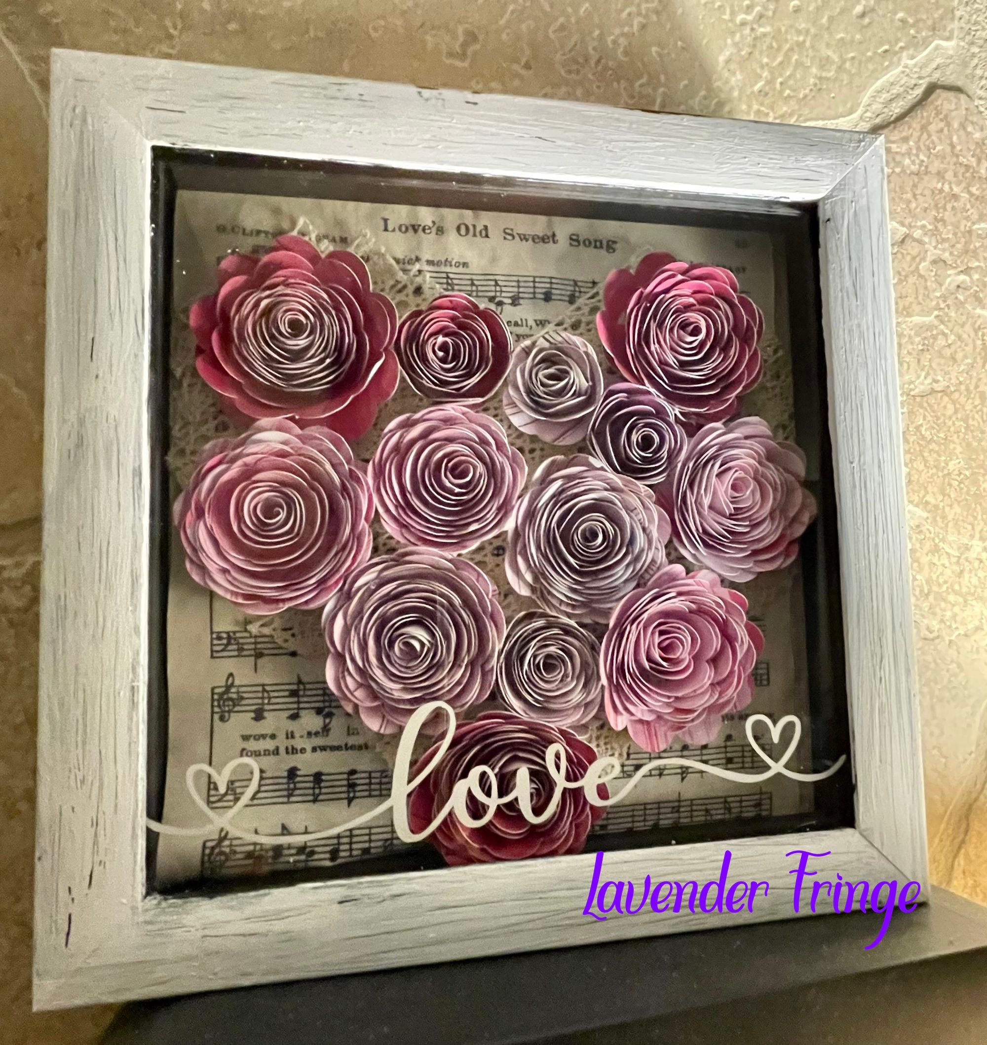 Music Notes and Roses 8x8 Floral Shadow Box, Mothers Day Gift Idea ...