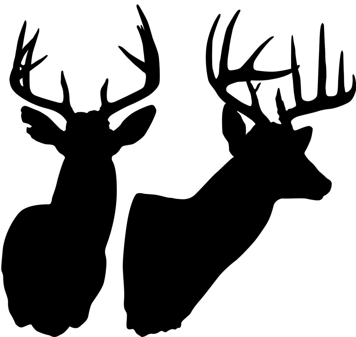 Deer Buck Silhouette Antlers - 4 - Dxf Svg Pdf- CNC, Glowforge, Xtool ...