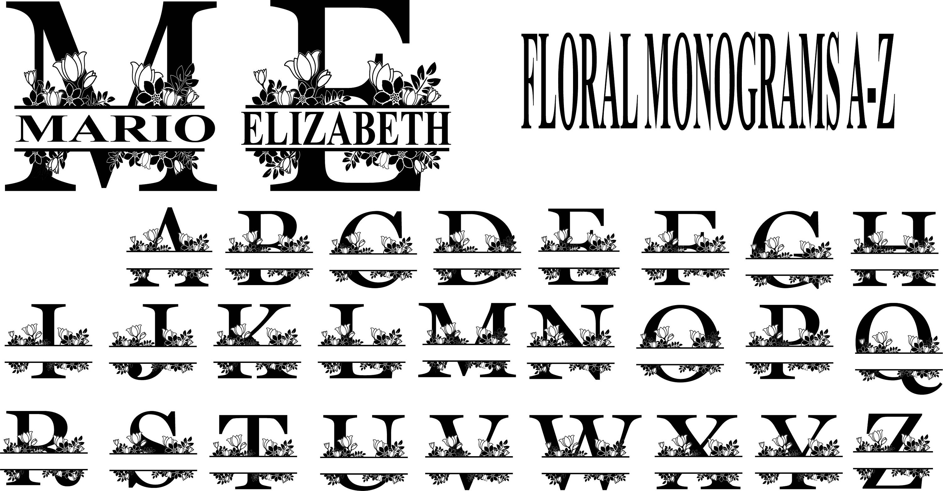 Digital File - Floral Letter Monograms for Laser, CNC, and Vinyl ...
