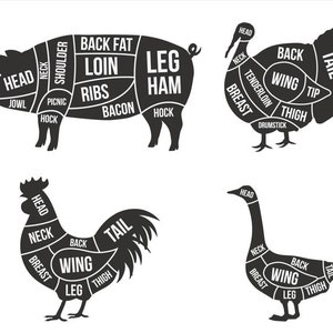 Butcher Cut Vectors, Dxf Svg Pdf AI Eps- CNC, Glowforge, Xtool or Other ...