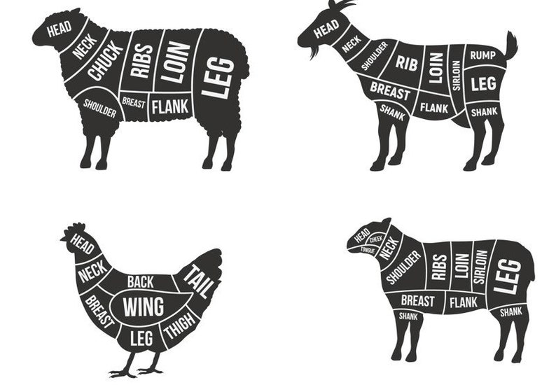 Butcher Cut Vectors, Dxf Svg Pdf AI Eps- CNC, Glowforge, Xtool or Other ...