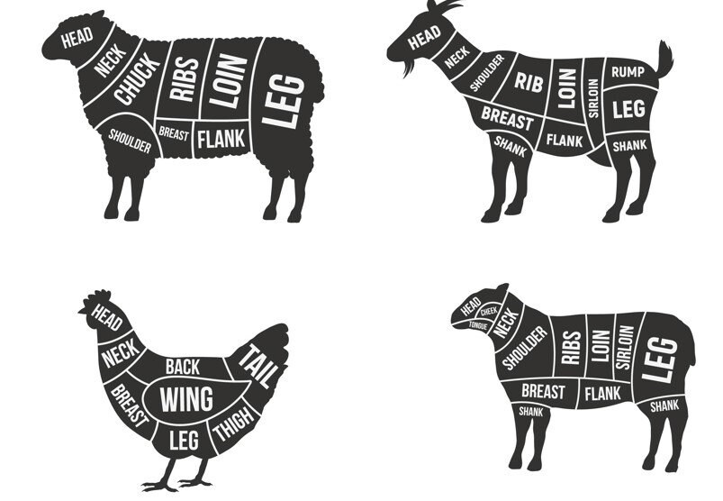 Butcher Cut Vectors, Dxf Svg Pdf AI Eps- CNC, Glowforge, Xtool or Other ...