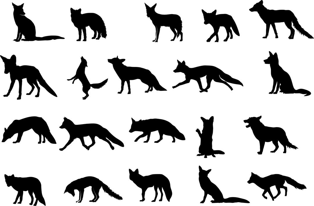 Fox Silhouettes - 20pcs - Dxf Svg Pdf- CNC, Glowforge, Xtool or Other ...