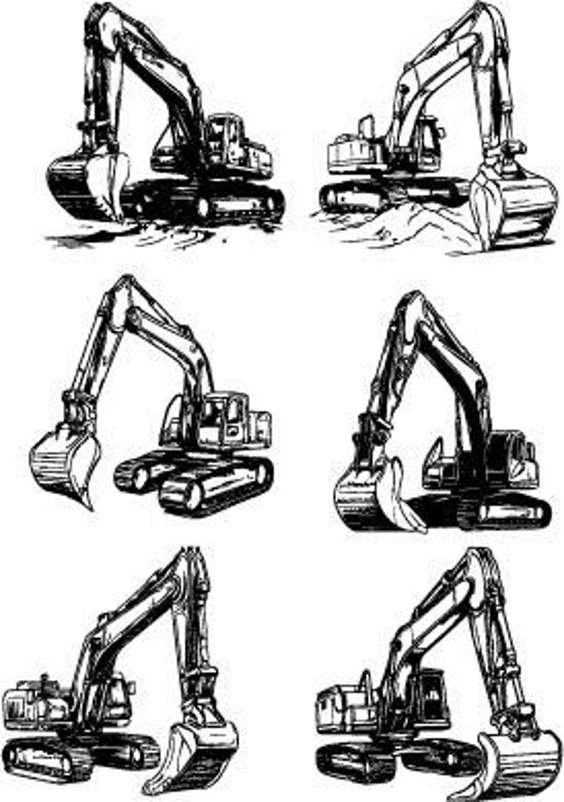 Excavator SVG Bundle: Construction Vehicle Clipart (digital Download ...