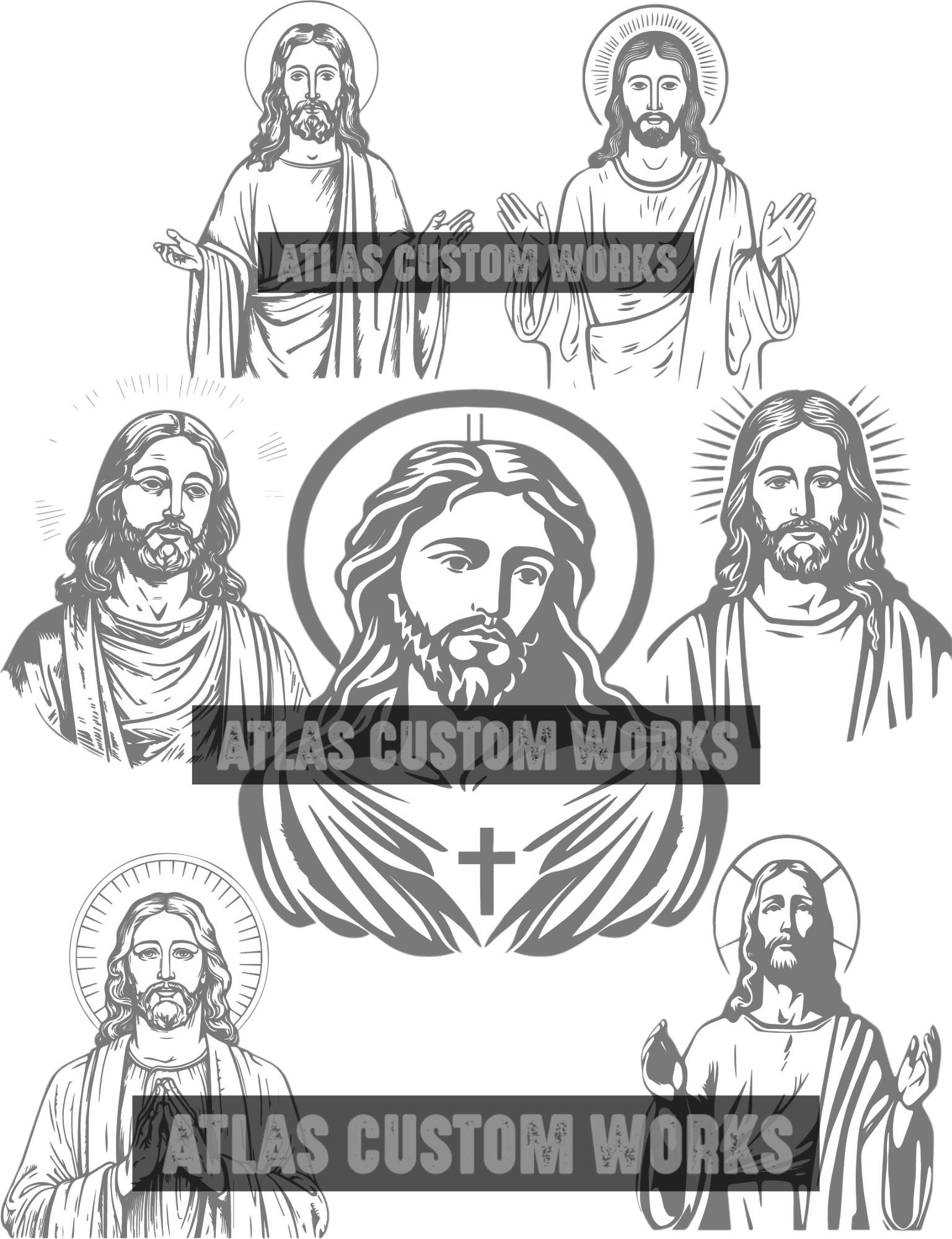 Digital File - Bundle of 7 Jesus Vectors, Catholic, Christ, Christian ...
