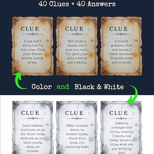 40 Card Scavenger Hunt Clue Cards Puzzle Bundle, Printable Treasure ...