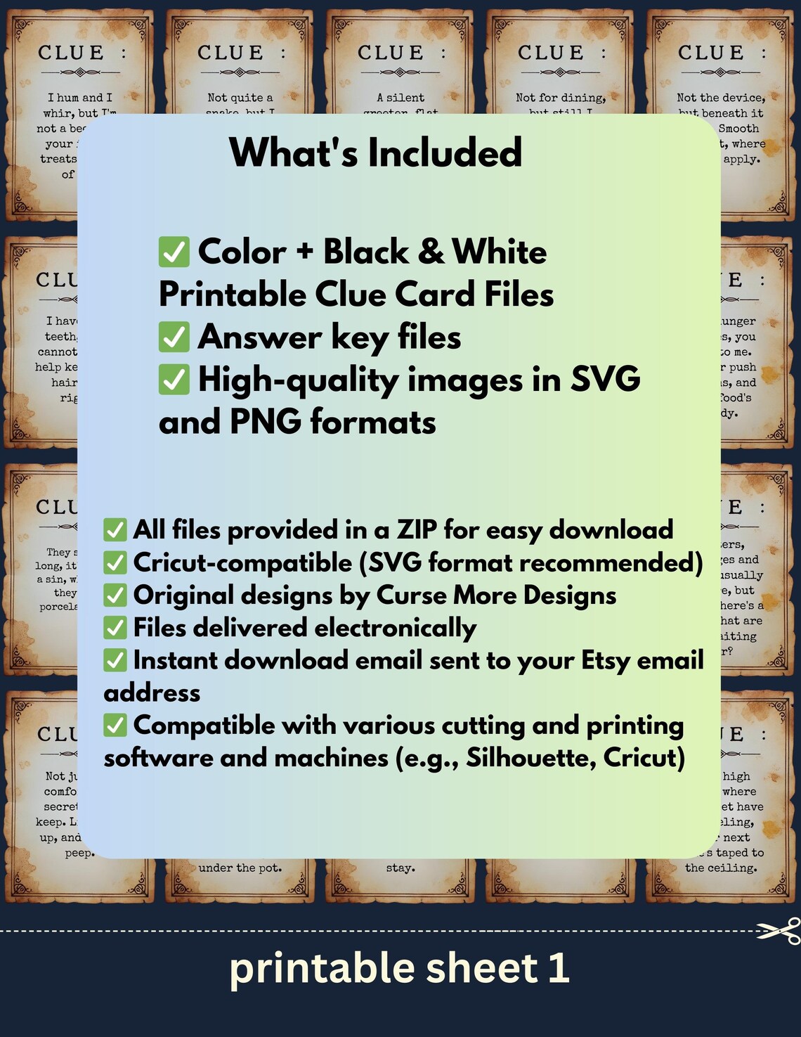 40 Card Scavenger Hunt Clue Cards Puzzle Bundle, Printable Treasure ...