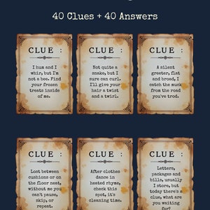40 Card Scavenger Hunt Clue Cards Puzzle Bundle, Printable Treasure ...