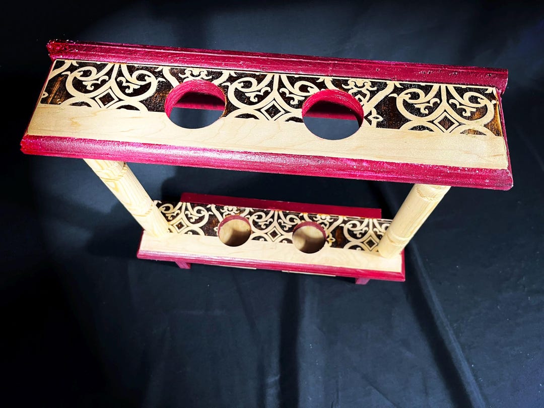 Handcrafted Wooden Cane, Pool Cue, and Staff Holder – Rich Red and ...