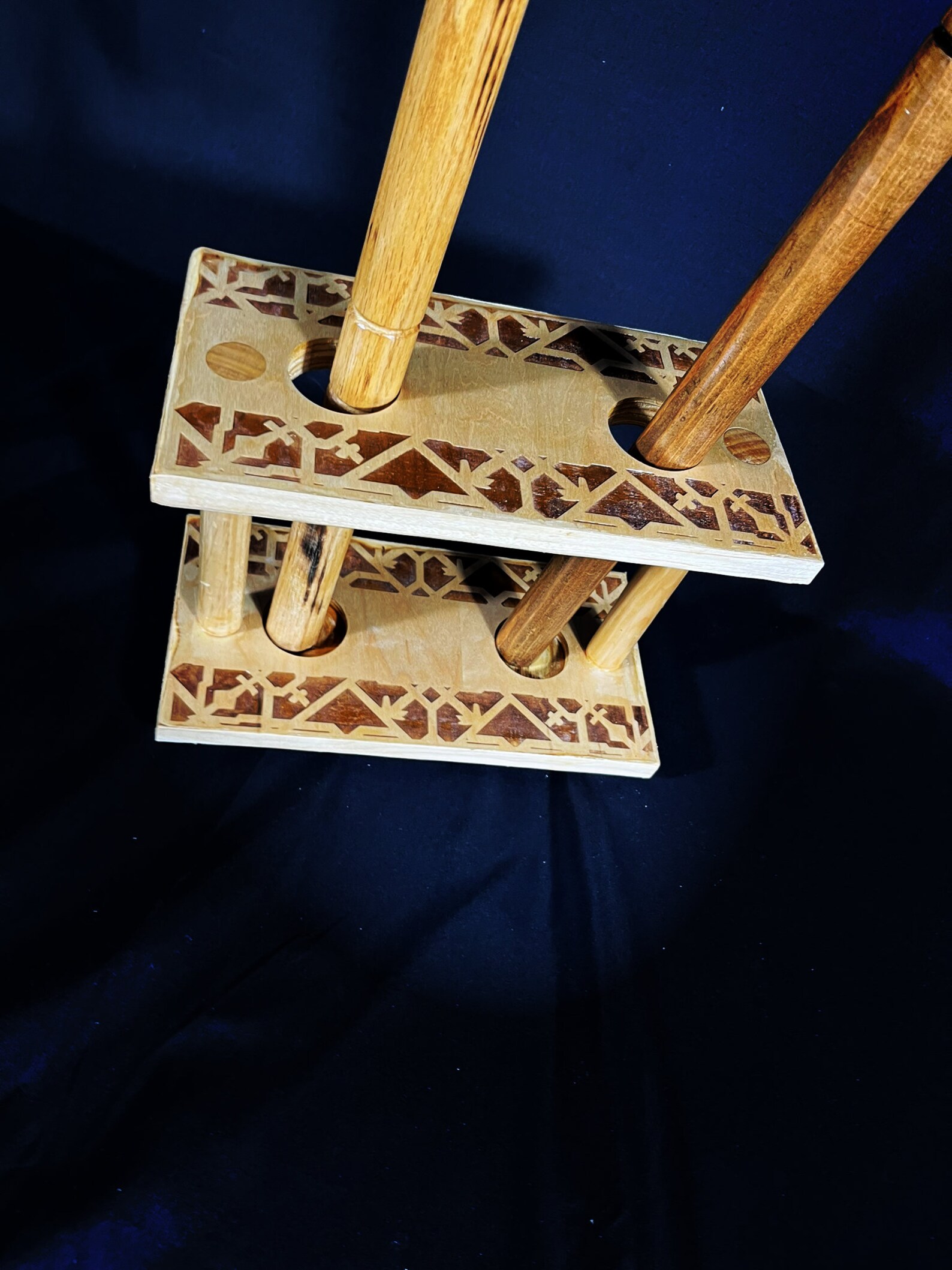 Handcrafted Wooden Walking Stick/cane/pool Cue Holder - Pine & Maple ...