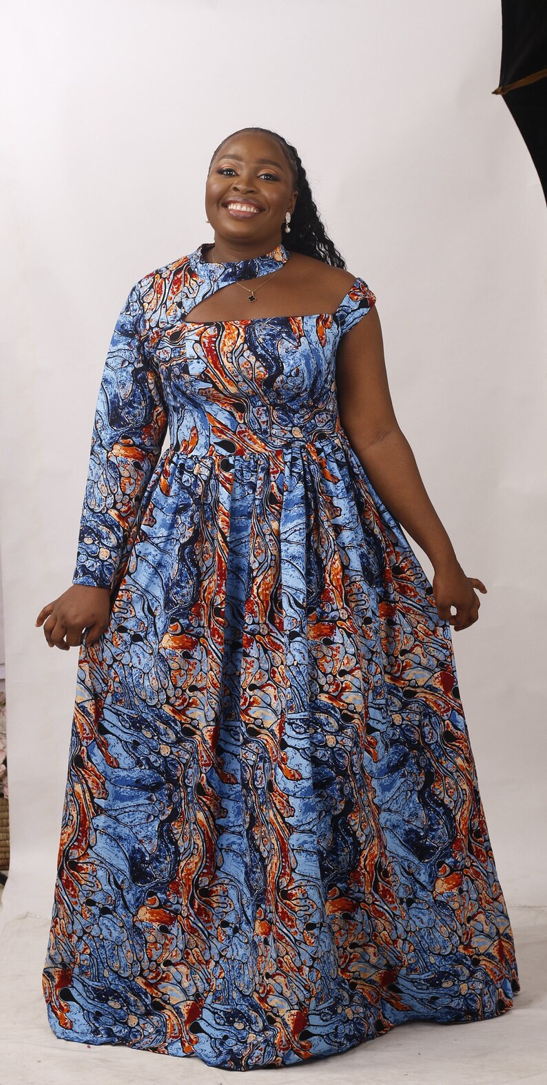 Stylish Afrocentric Maxi Gown,gorgeous Wax Print Maxi/vibrant ...