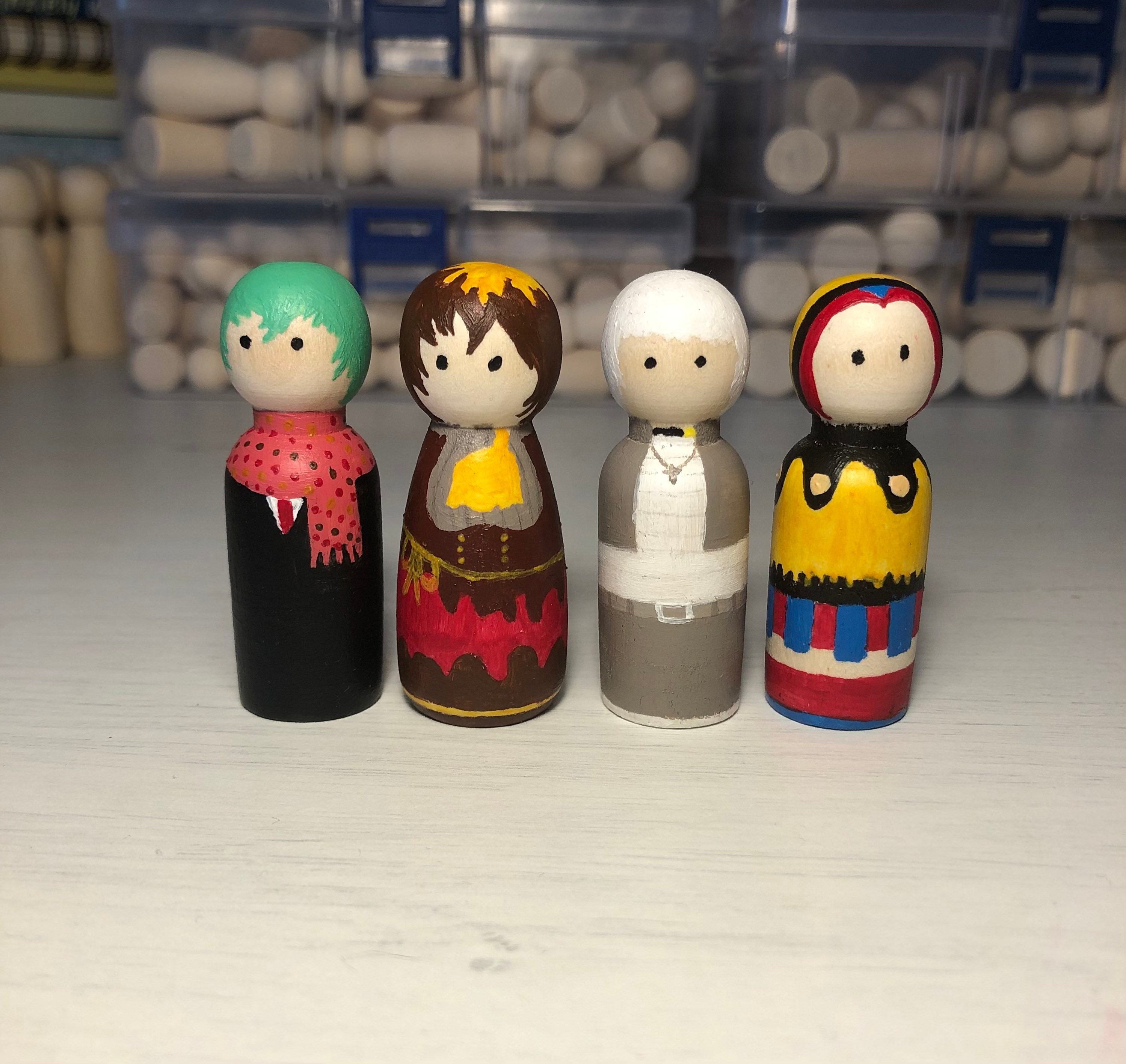 YTTD Inspired Hand Painted Wooden Peg Dolls - Etsy