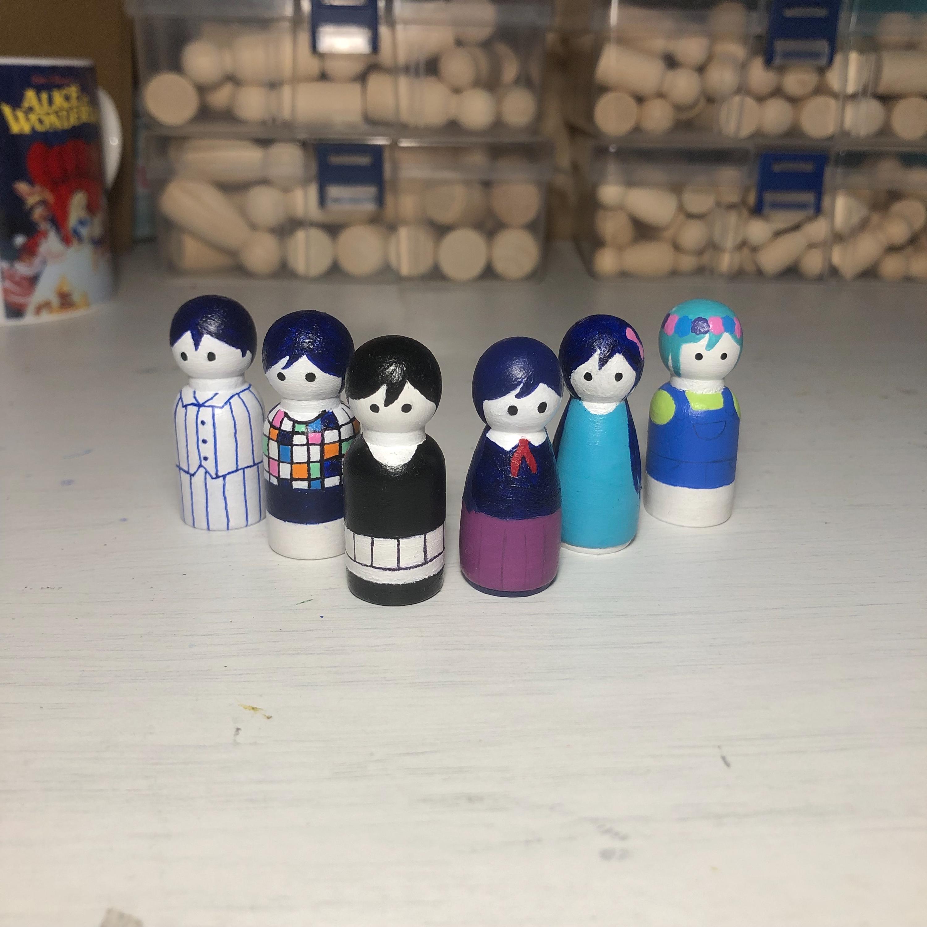 Omori Inspired Hand Painted Peg Dolls - Etsy