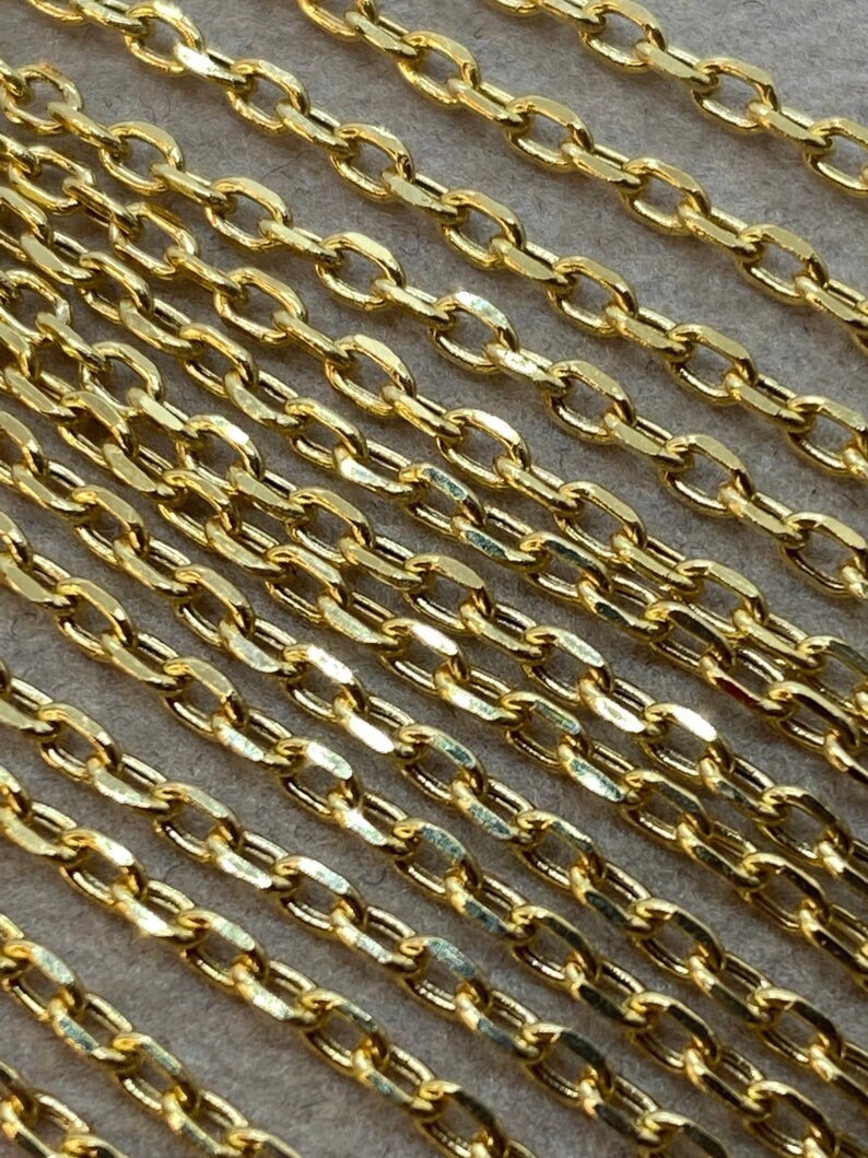 18k Real Gold Cable Link Chain, 2mm, Real Gold Chain, Gift for Her, Oro ...