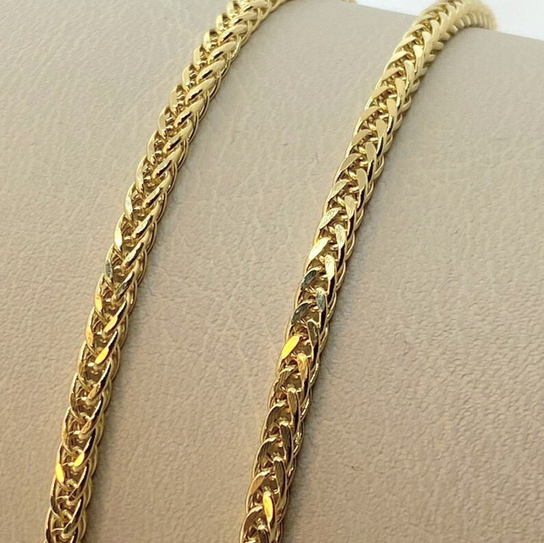 18K Authentic Solid Gold Franco Chain Necklace, 2.5 MM, Franco Foxtail ...