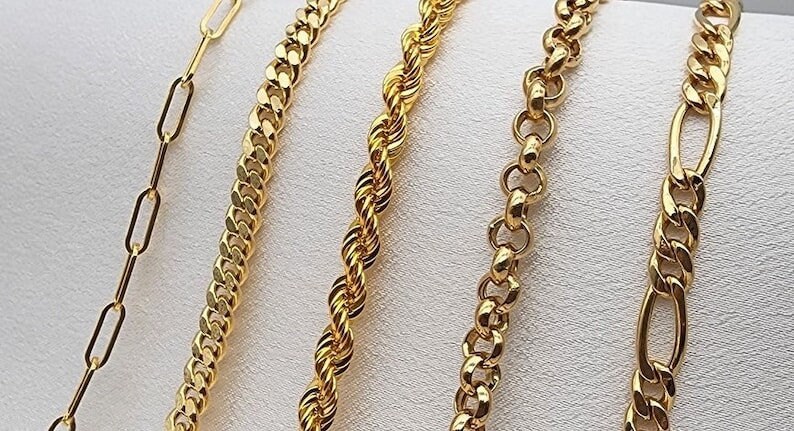 18K Real Gold Rolo Chain Paperclip Chain 14K Real Gold Rope - Etsy