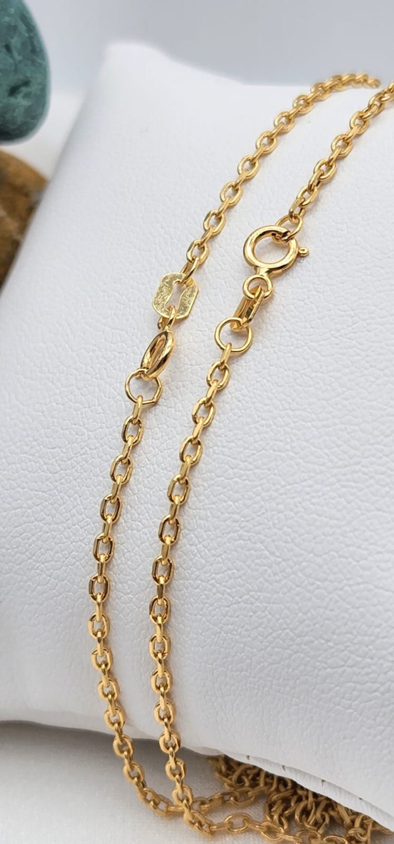 18k Real Gold Cable Link Chain, 2mm, Real Gold Chain, Gift for Her, Oro ...