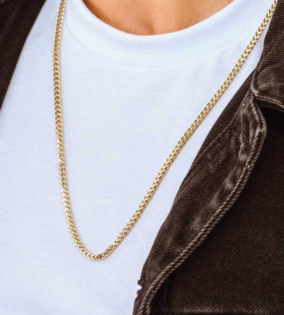 18 K Real Gold Foxtail Chain Necklace, 2MM Thickness, Franco Foxtail ...