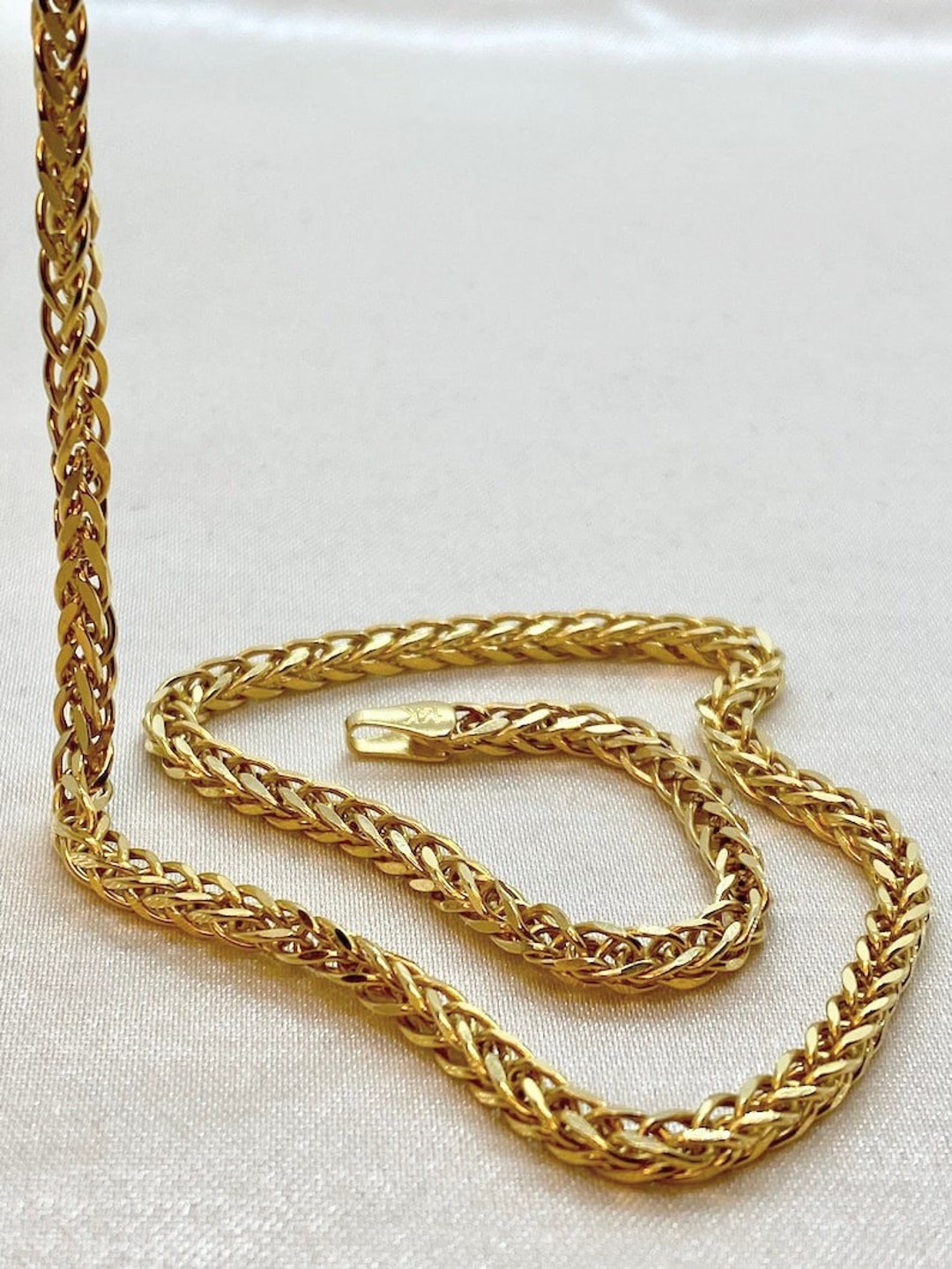 18K Authentic Gold Foxtail Chain, Solid Gold Franco Foxtail Chain ...