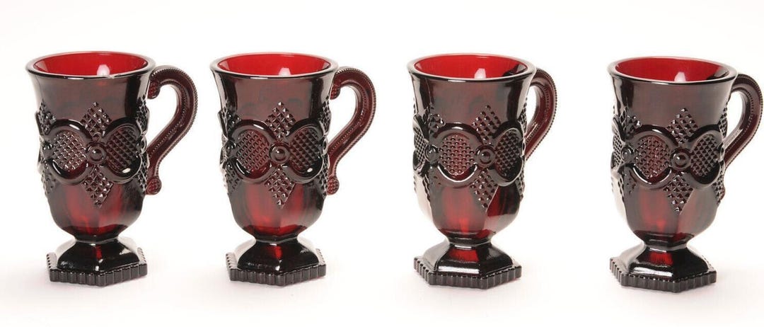 Vintage, Avon Cape Cod Ruby Red, Mug Set of 4, Ex - Etsy