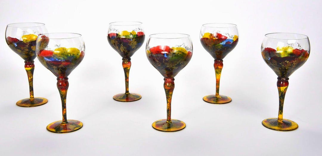 Monaco Monarch Crystal Hand Painted Wine Glass 8.25 Set of 6 - Etsy