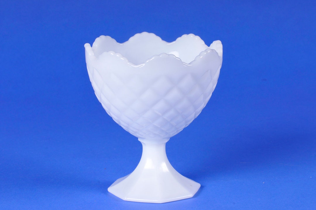 Napco White Milk Glass, Diamond Pattern, 1184 Pedestal Bowl, Cleveland ...
